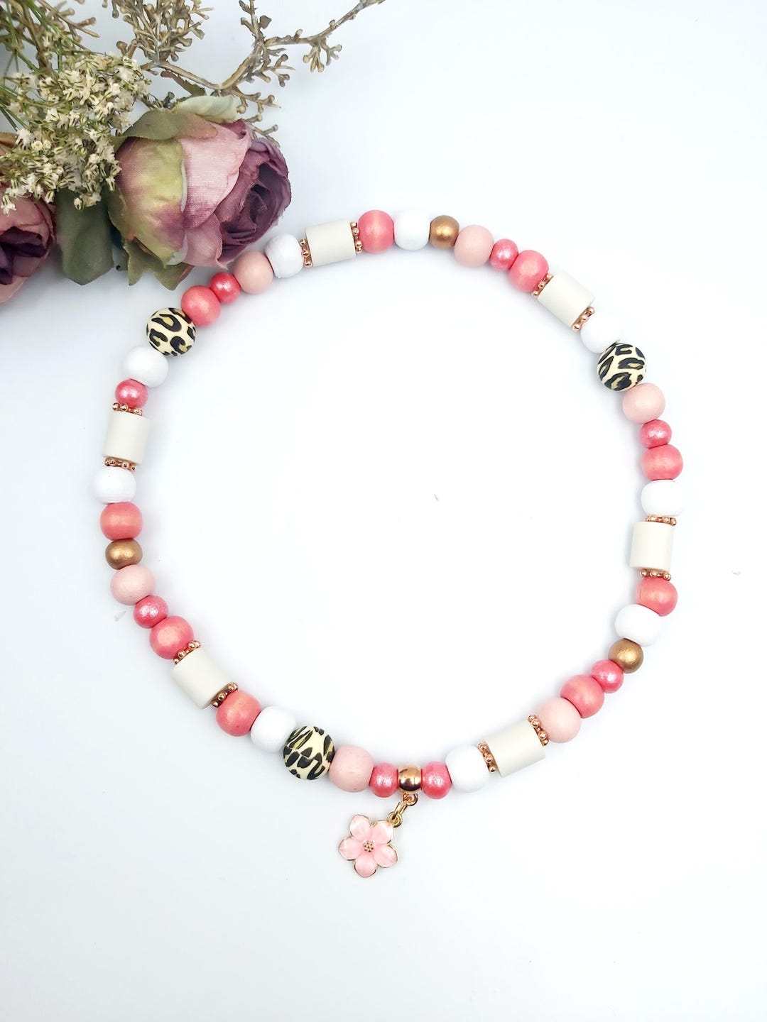 Dog Chain EM Ceramic Pipes Collar With Wooden Beads for Dogs and Cats ...