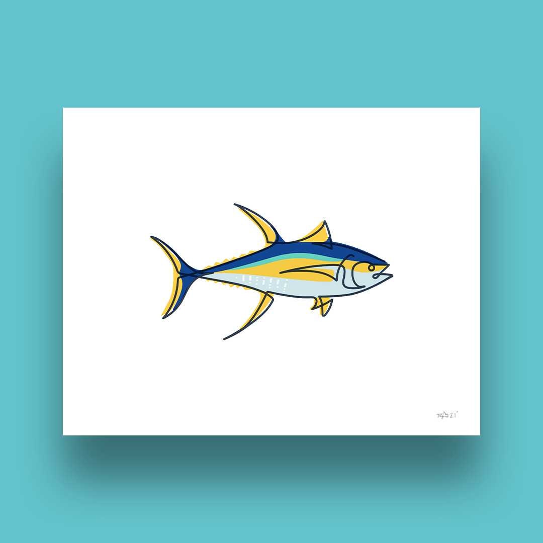 Single Line Yellowfin Tuna Art Print – Minimalist Fishing Wall Decor ...