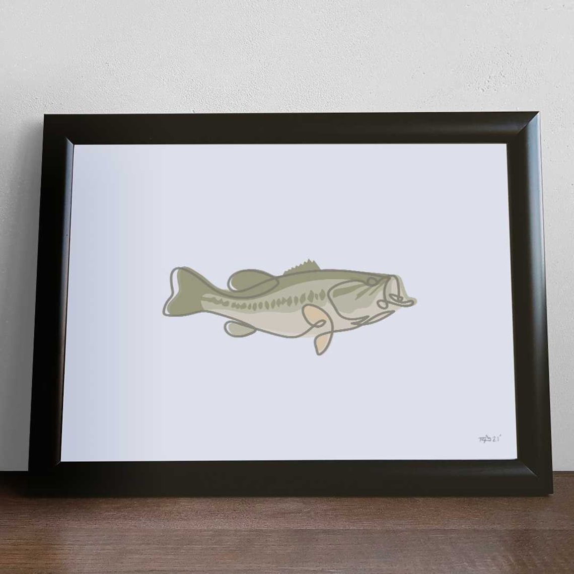 Single Line Large Mouth Bass Art Print - Etsy