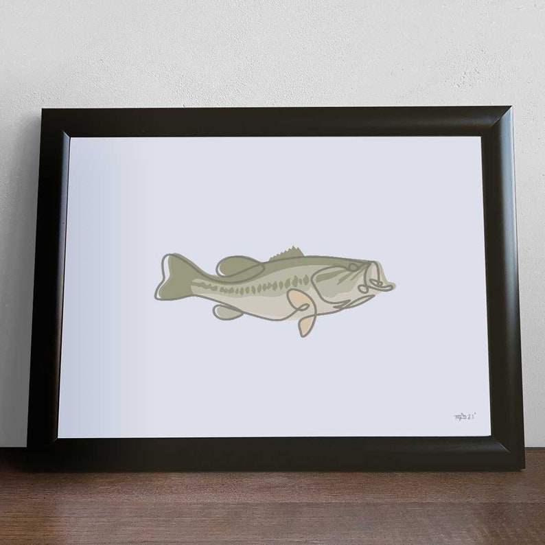 Single Line Large Mouth Bass Art Print - Etsy