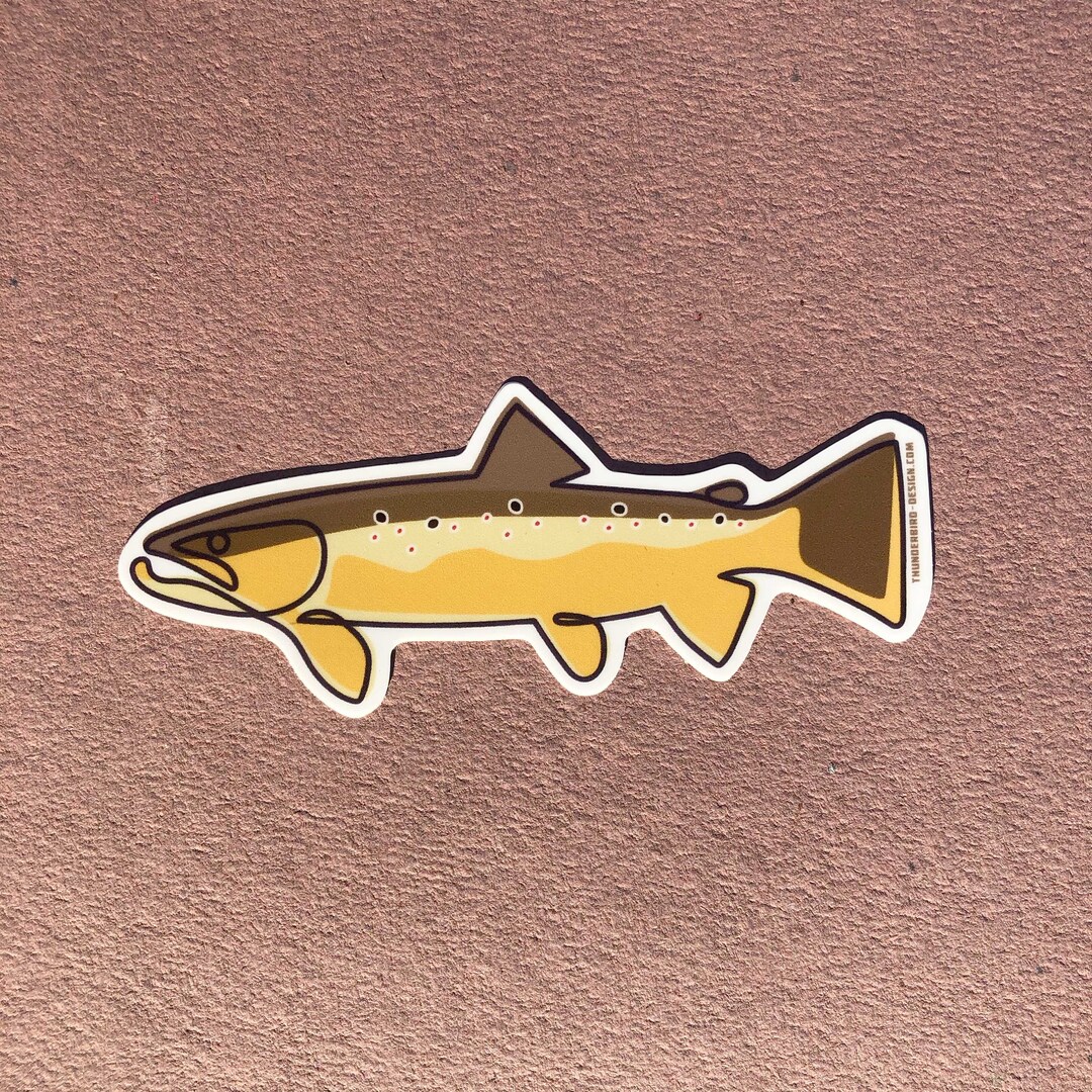 Single Line Brown Trout | Matte Decal - Etsy