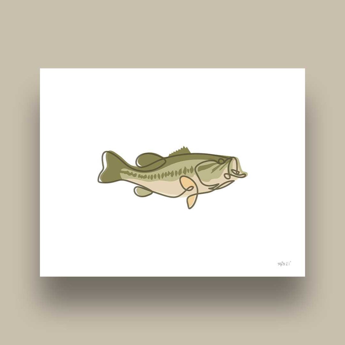 Single Line Large Mouth Bass Art Print - Etsy