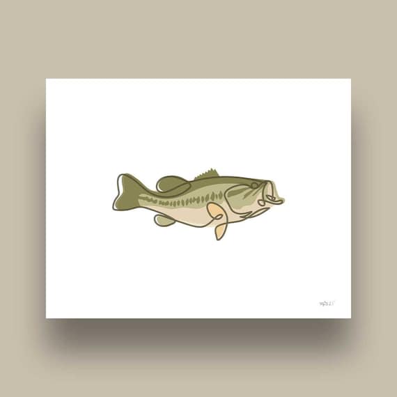 Single Line Large Mouth Bass Art Print - Etsy