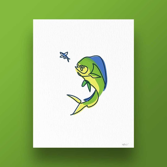 Single Line Mahi Mahi Art Print. - Etsy