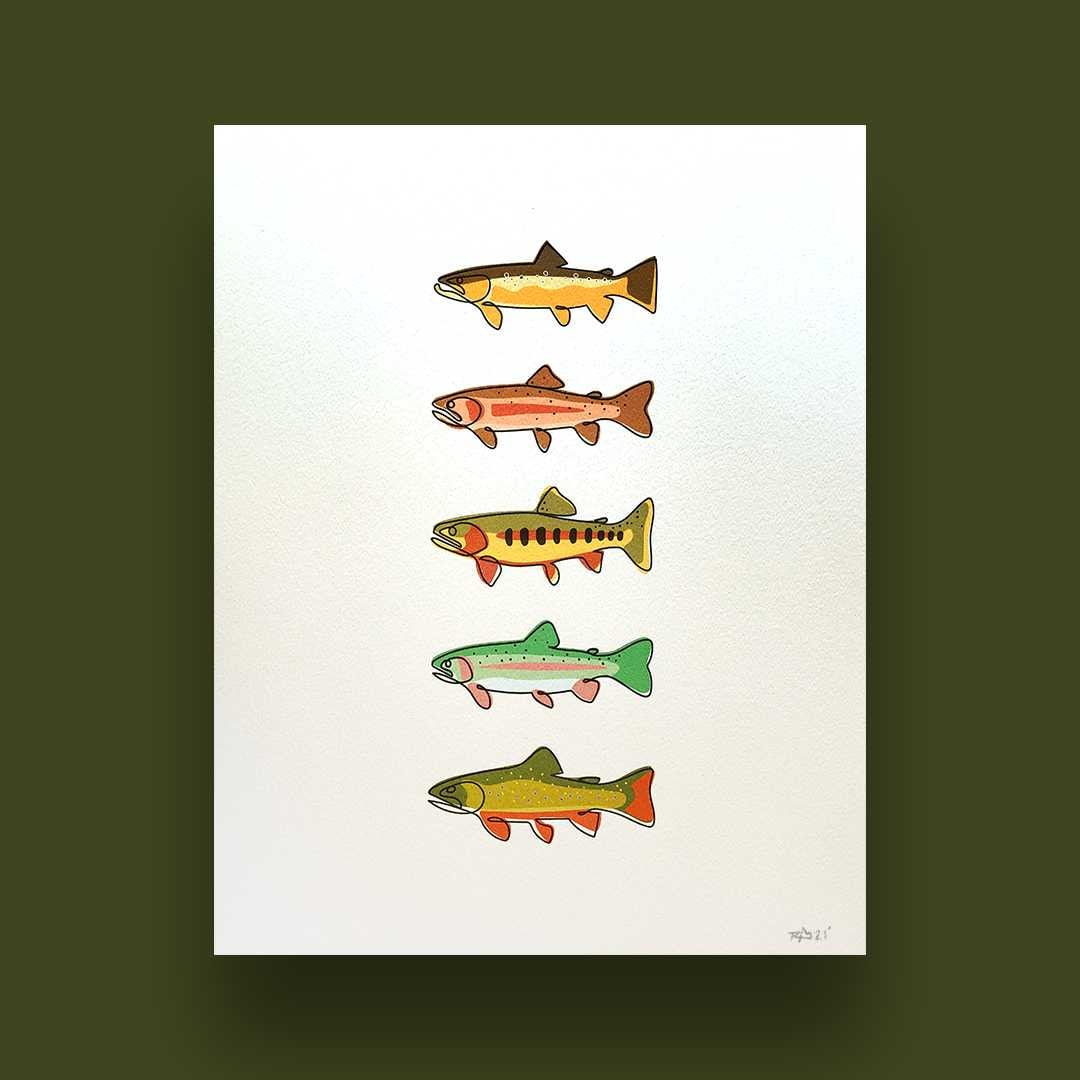 Single Line Trout Slam Art Print – Minimalist Fishing Wall Decor for ...
