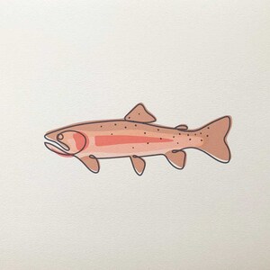Single Line Cutthroat Trout Art Print – Minimalist Fishing Wall Decor ...