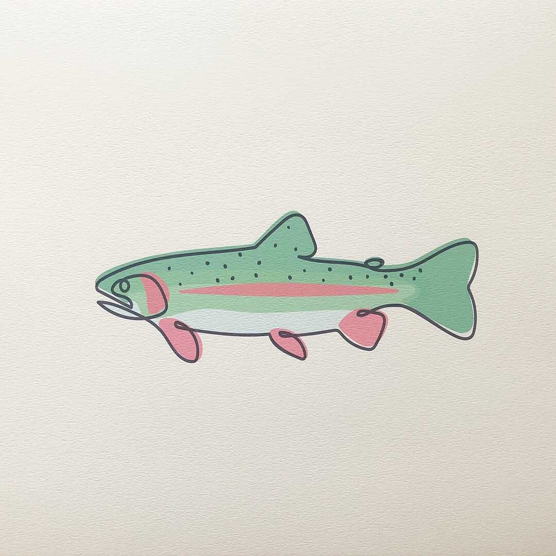 Single Line Rainbow Trout Art Print. - Etsy