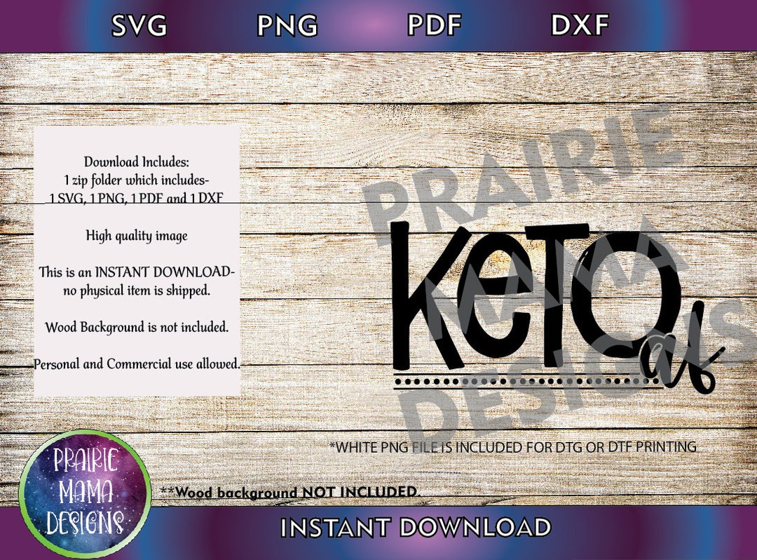 Keto Af SVG PNG DXF Pdf Cut File Digital Download Healthy Keto Diet Low ...
