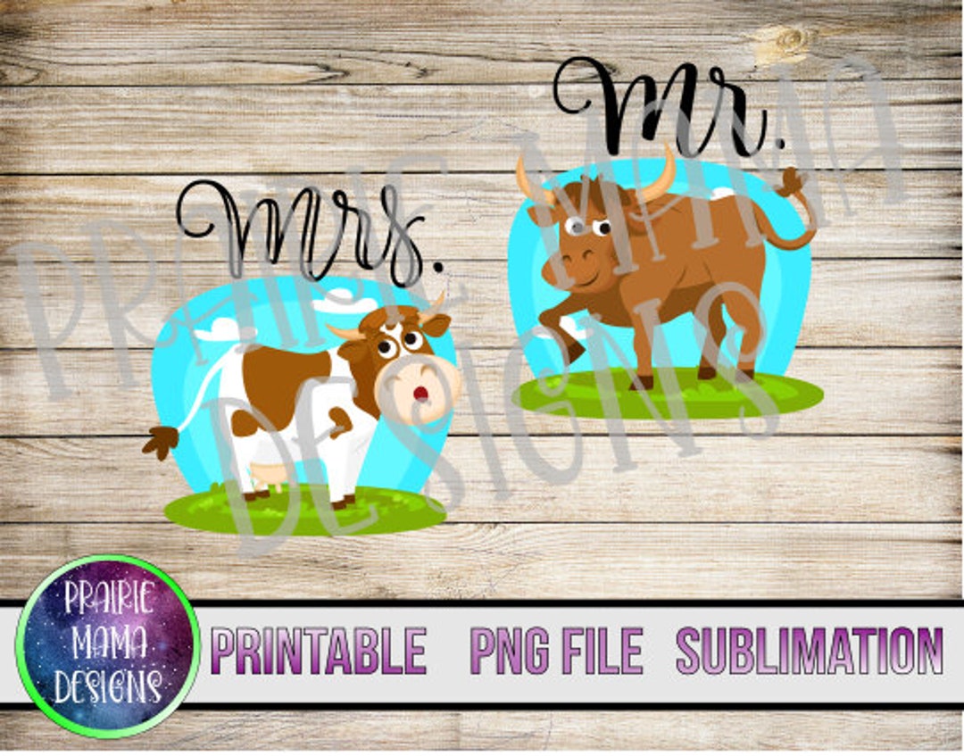 Mr. Mrs. Cute Cows Digital File Digital Download 300 Dpi Farming ...