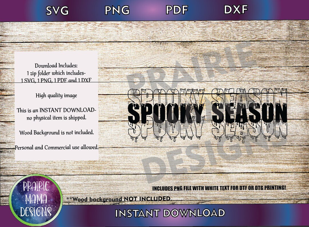 Spooky Season Stacked SVG PNG DXF Pdf Dtf or Dtg Cut File Digital File ...