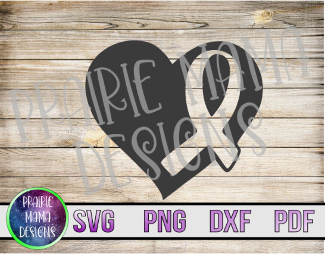 Awareness Ribbon in Heart SVG PNG DXF Pdf Cut File Digital File Digital ...