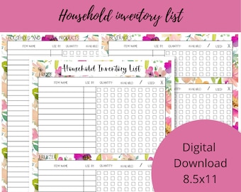 Laundry Inventory Charts List Laundry Related Items in a Printable ...