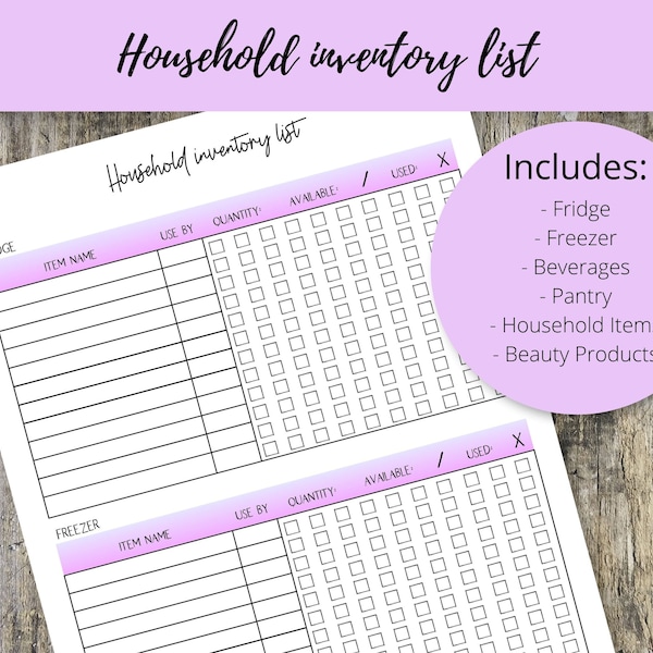 Household Supply Inventory Tracker - Etsy