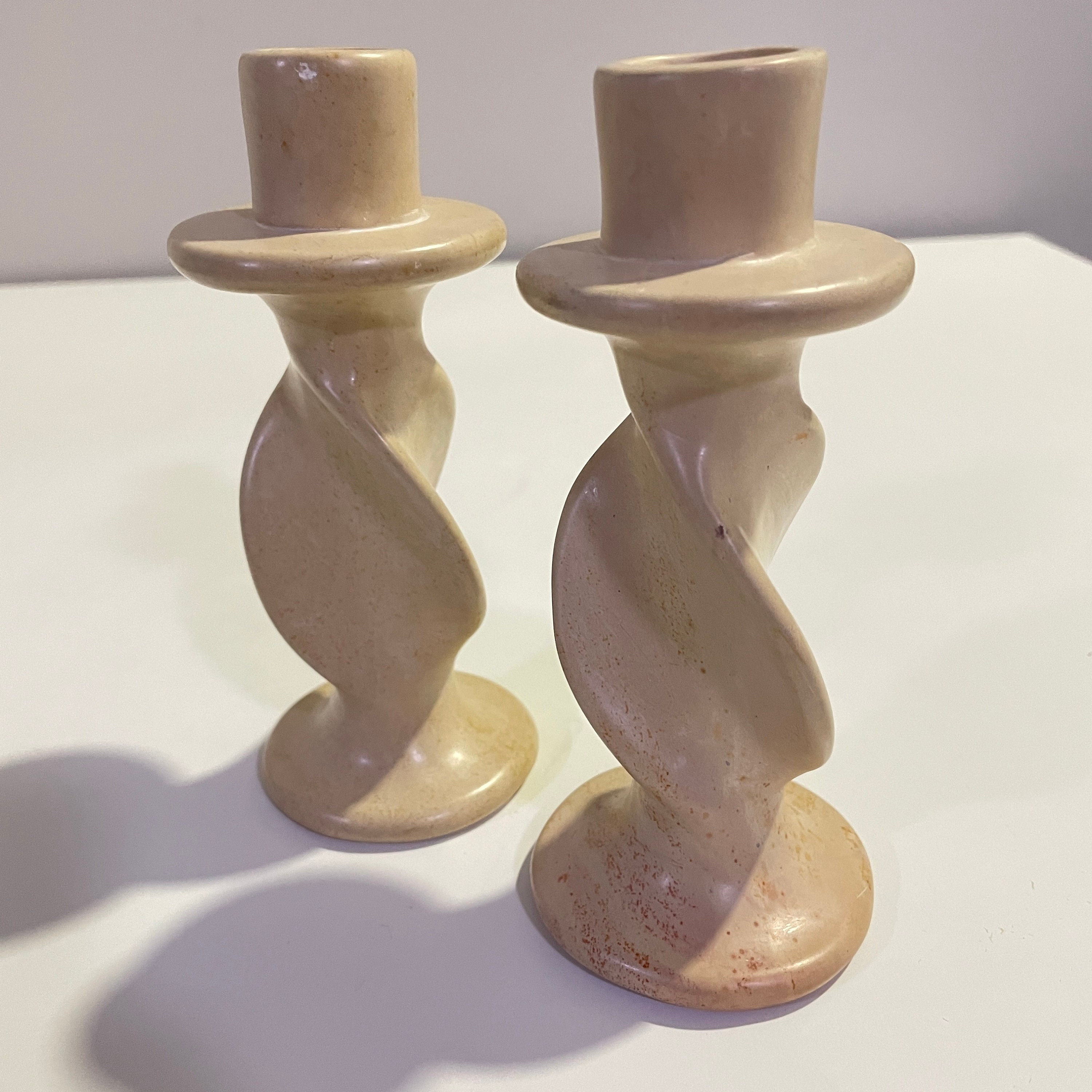 Candle Holders of Hand Carved Soapstone From Africa With Twists and ...