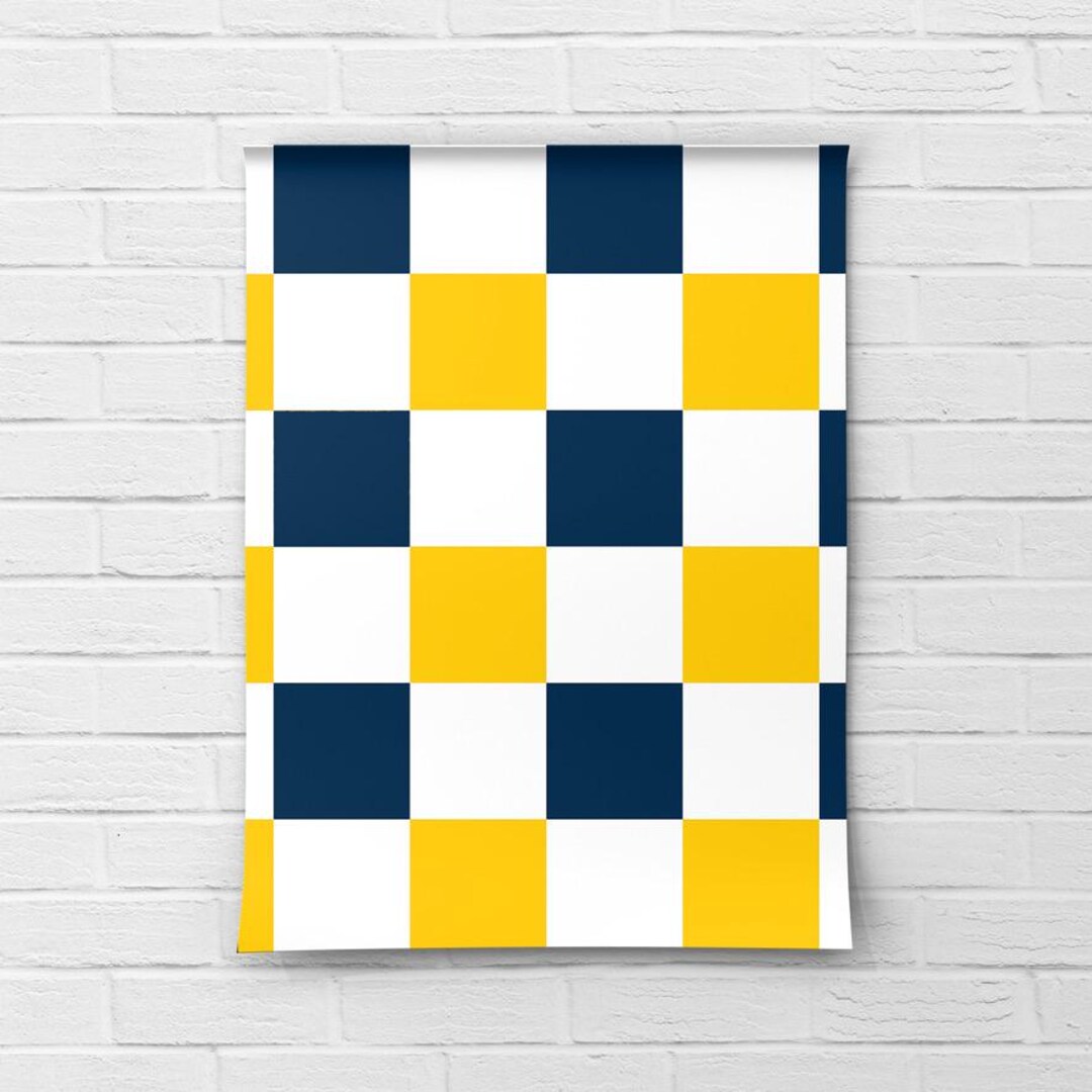 Umich Checkered Print | Navy & Gold Dorm Decor (digital Download) - Etsy