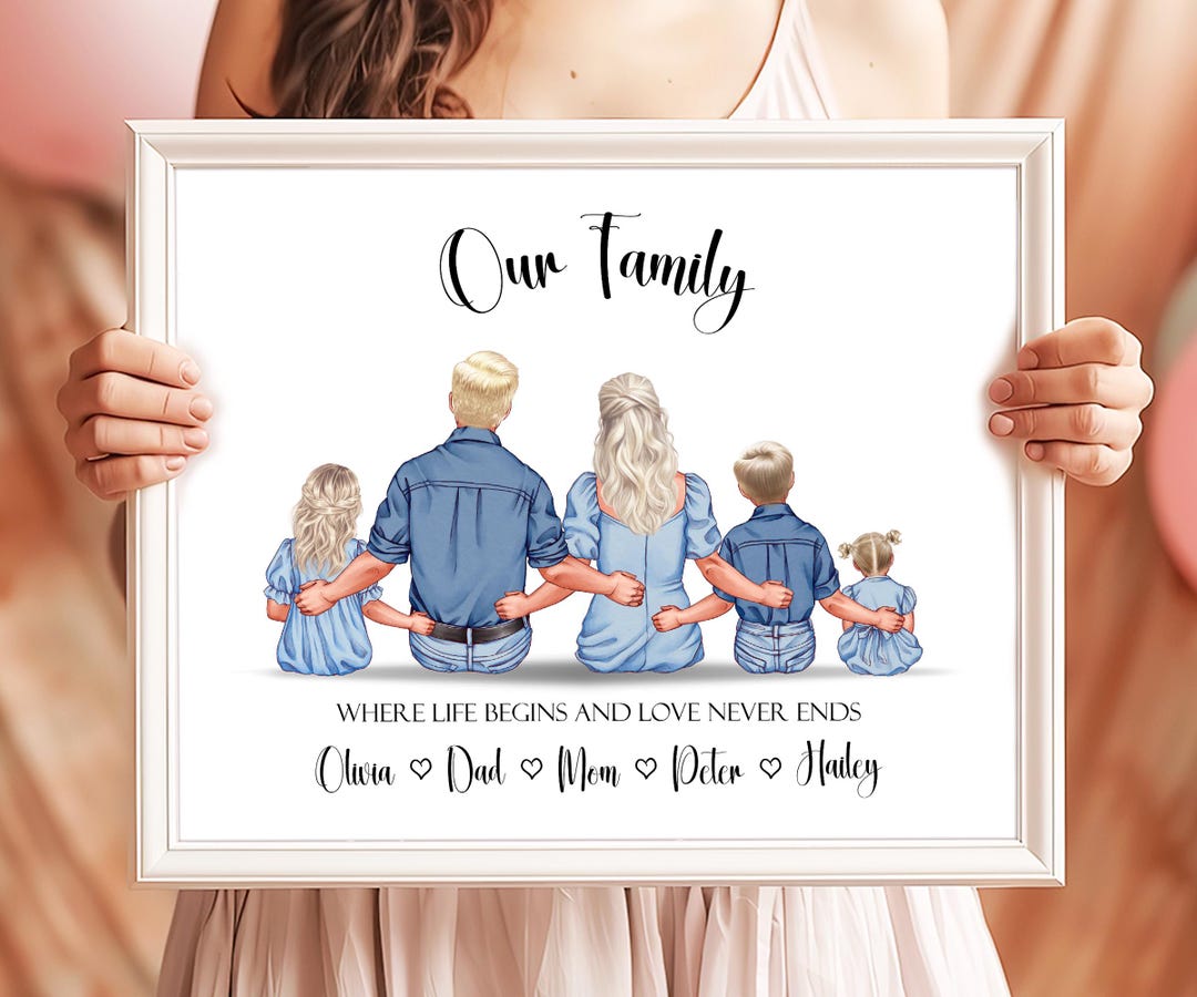 Personalized Family Gift Custom Family Portrait Personalized Family ...