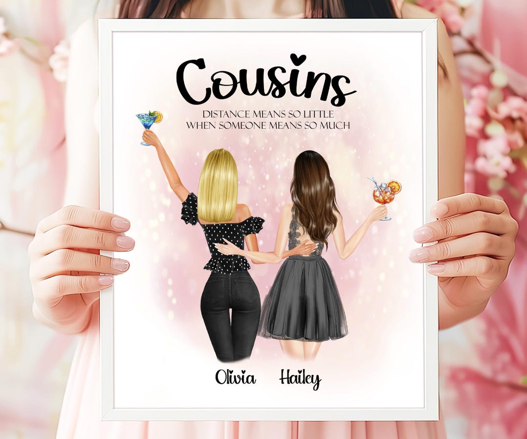 Customizable Cousin Gift Picture Custom Cousin Portrait Personalized ...