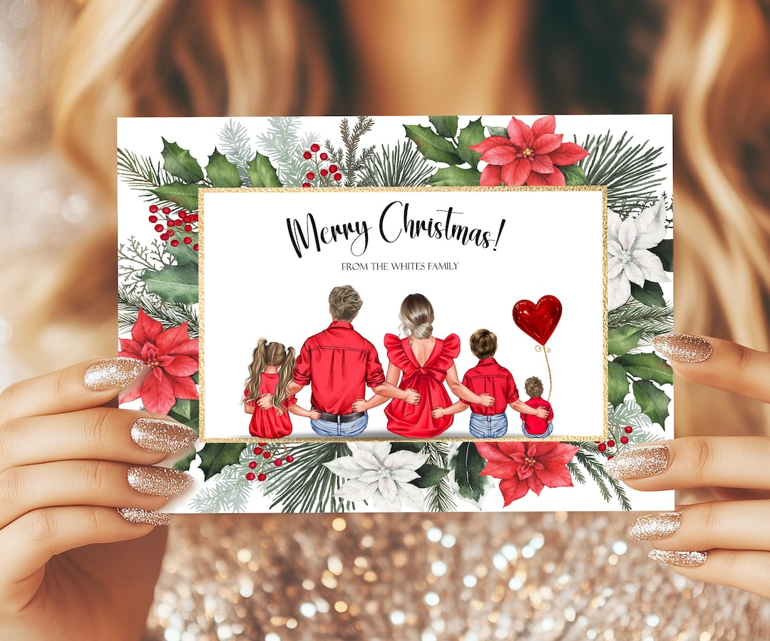 Customized Christmas Card Printable Custom Family Portrait Christmas ...