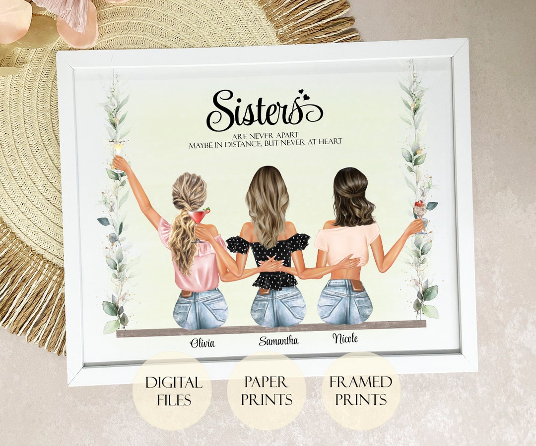 3 Sisters Print Personalized Gift for Three Sisters Gift From - Etsy