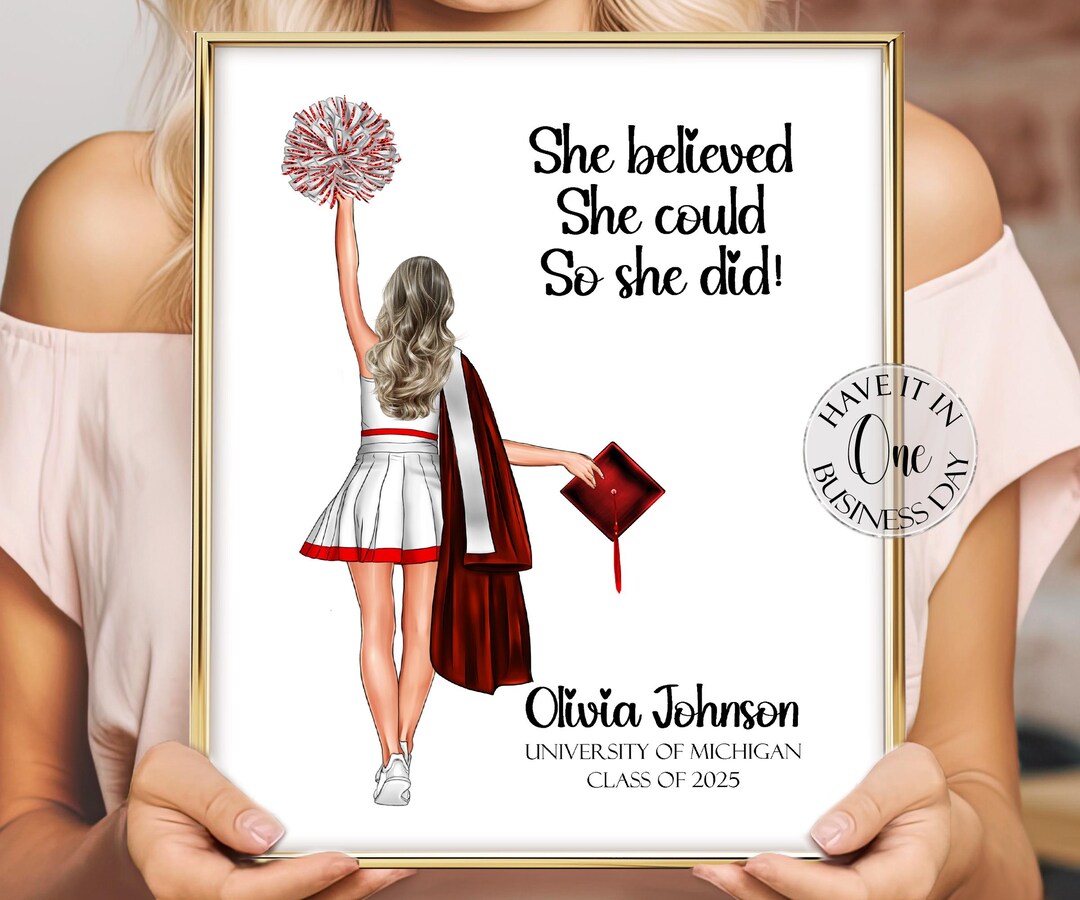 Customized Senior Cheerleader Gifts Custom Cheer Graduation Print ...