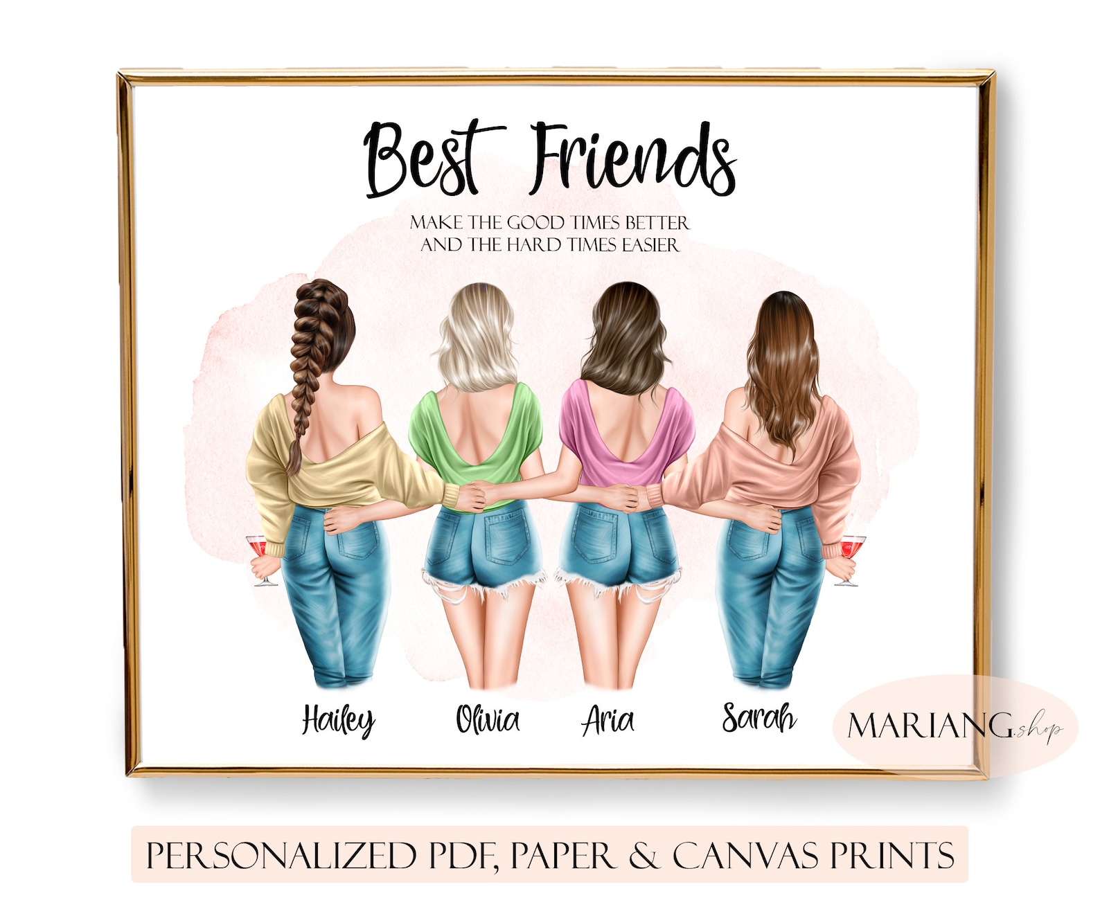 4 Best Friends Gift Personalized Gift for 4 Friends Custom | Etsy