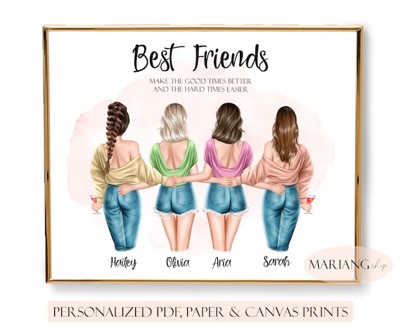 4 Best Friends Gift Personalized Gift for 4 Friends Custom | Etsy