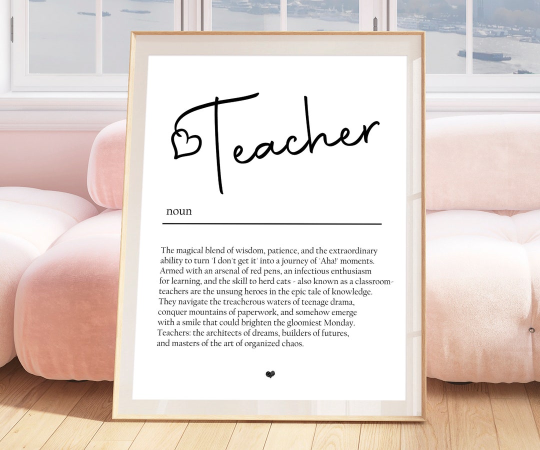 New Teacher Gift Printable Teacher Definition Print Teacher Wall Art ...