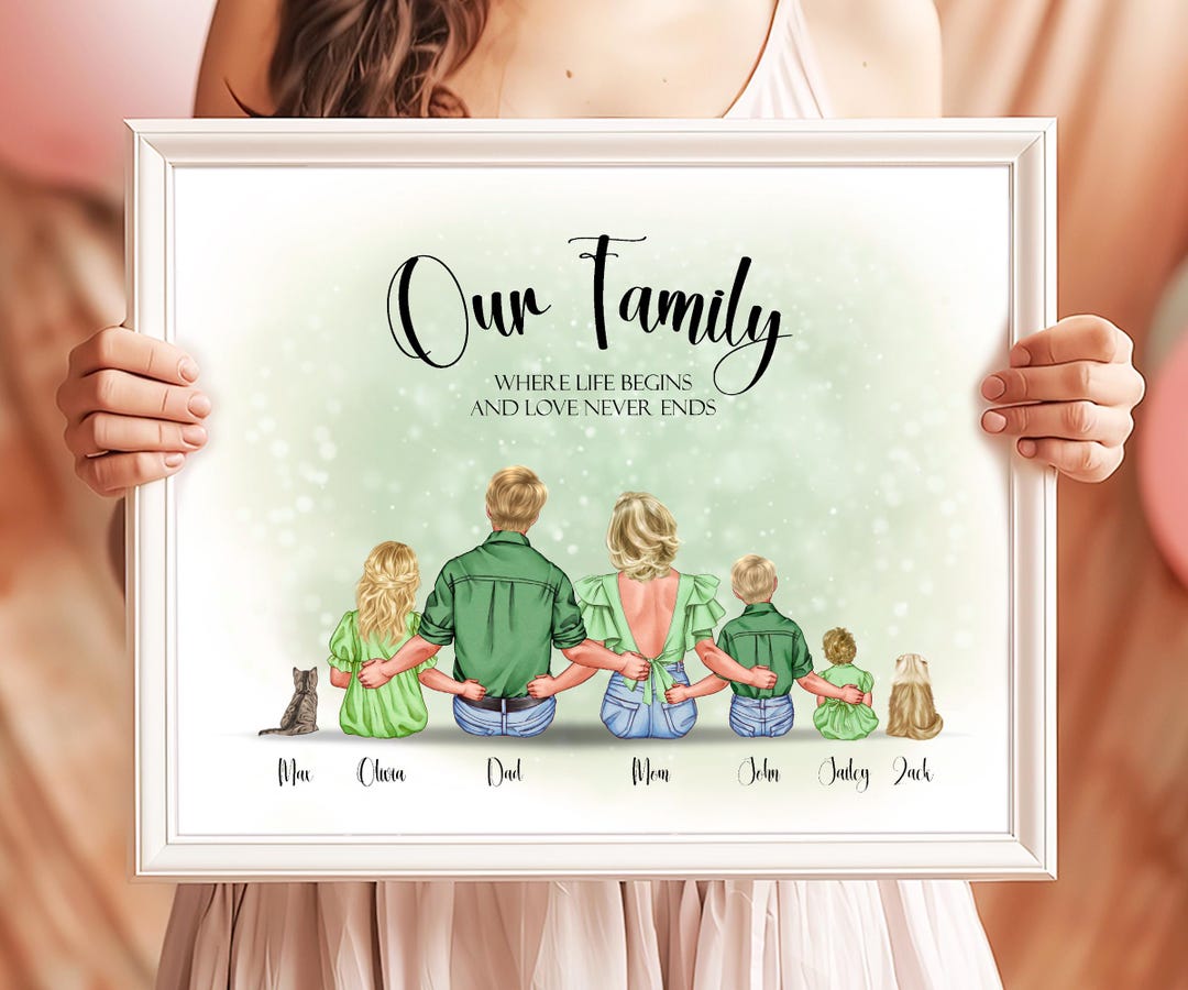 Personalized Family Gift Custom Family Portrait Personalized Family ...
