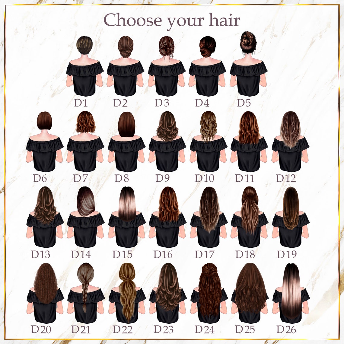 Custom 5 Best Friends Drawing Five Besties Illustration 5 | Etsy