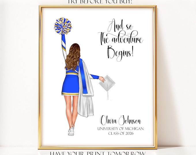 Personalized Cheerleader Graduation Print, Cheerleader Graduation Gift ...