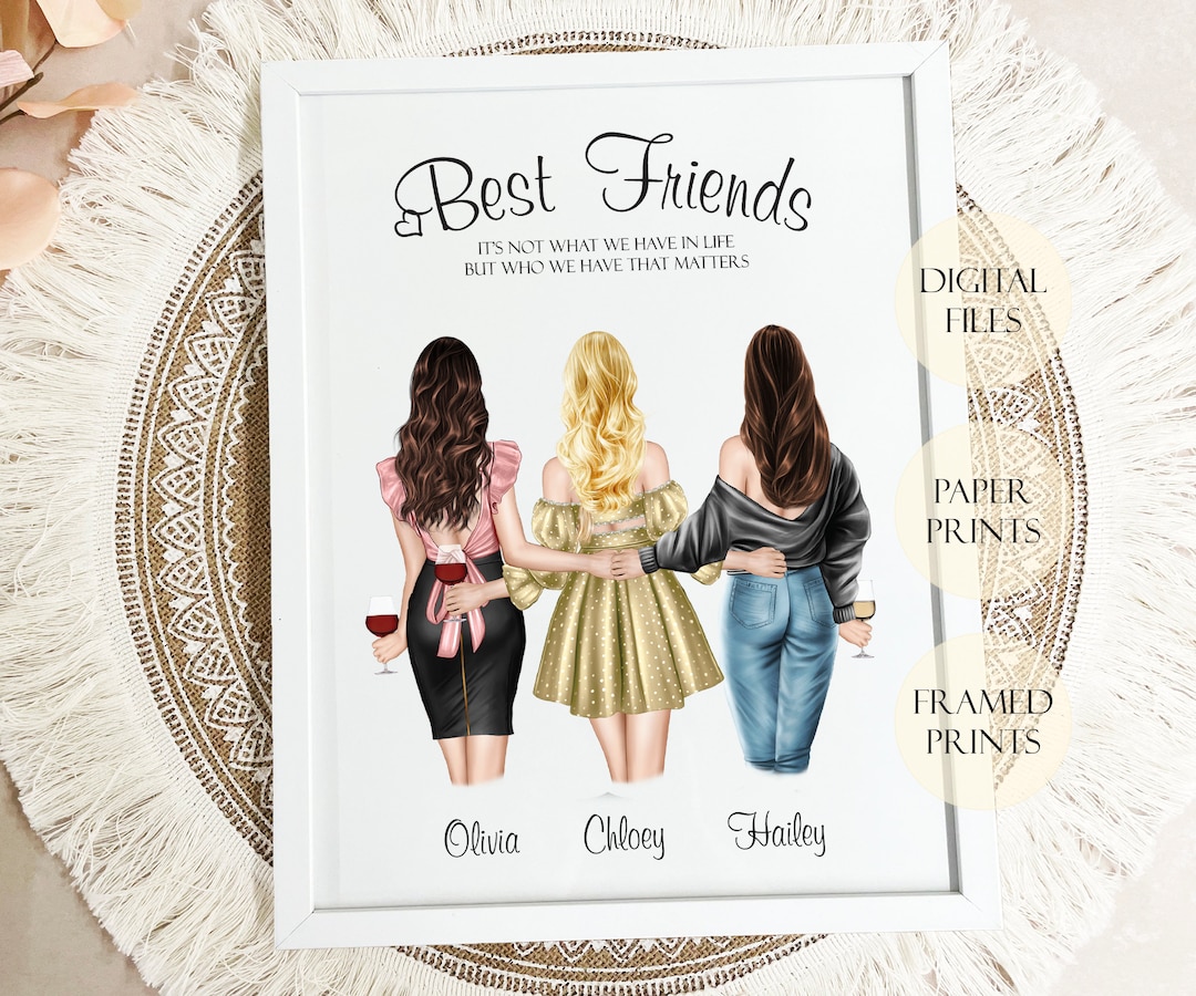 3 Best Friends Gift Personalized Gift Three Best Friends Gift 3 Friends ...