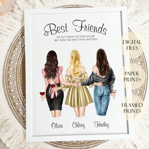 3 Best Friends Gift Personalized Gift Three Best Friends Gift 3 Friends ...