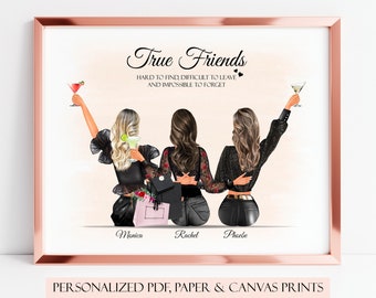 3 Besties Drawing - Etsy