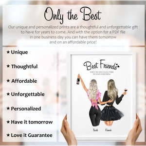 3 Best Friends Drawing Three Besties Print Friendship Poster 3 Best ...