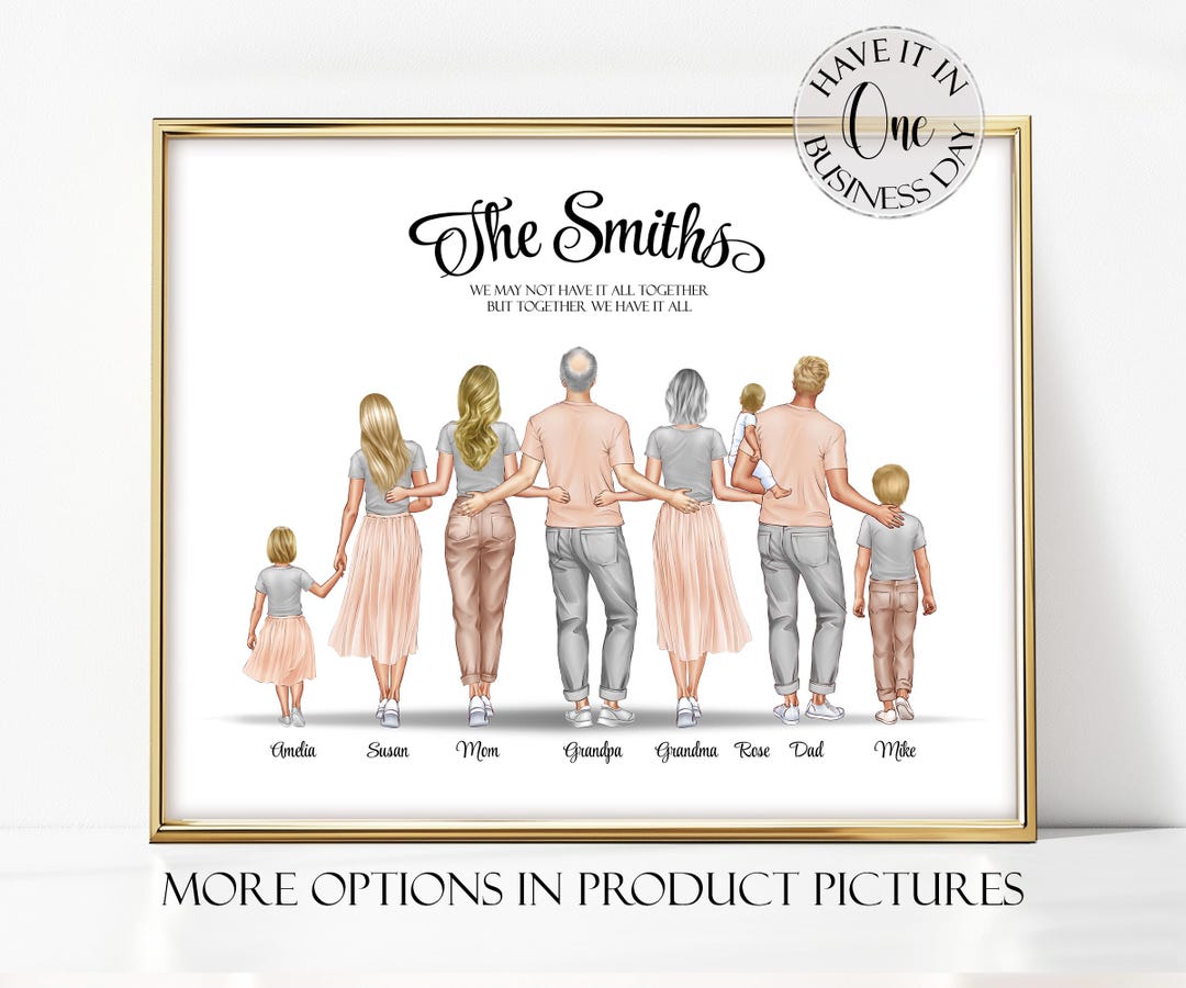 Custom Family Portrait Family Gift Personalized Mother's Day Gift ...