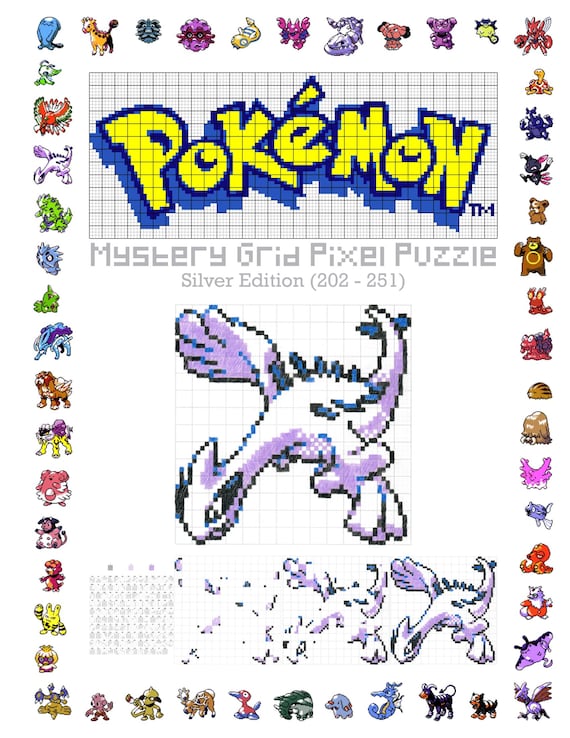 Pixel Legendary Pokemon On Grid