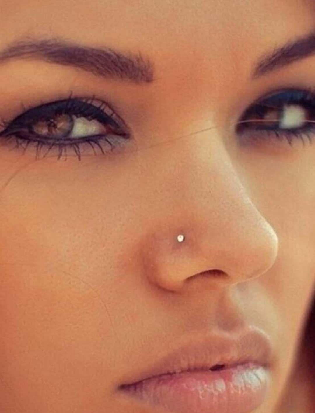 TINY Nose Stud, Real 925 Sterling Silver SMALL Thin Studs, CZ Crystal ...