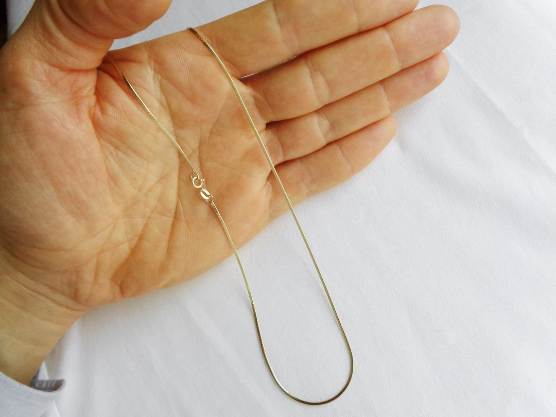 Gold Herringbone Necklace, Genuine Solid Real 10K Yellow Gold ...