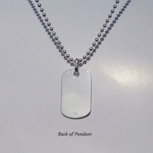 Plain Silver Dog Tag Chain Necklace, Solid Sterling Silver Tag on Ball ...