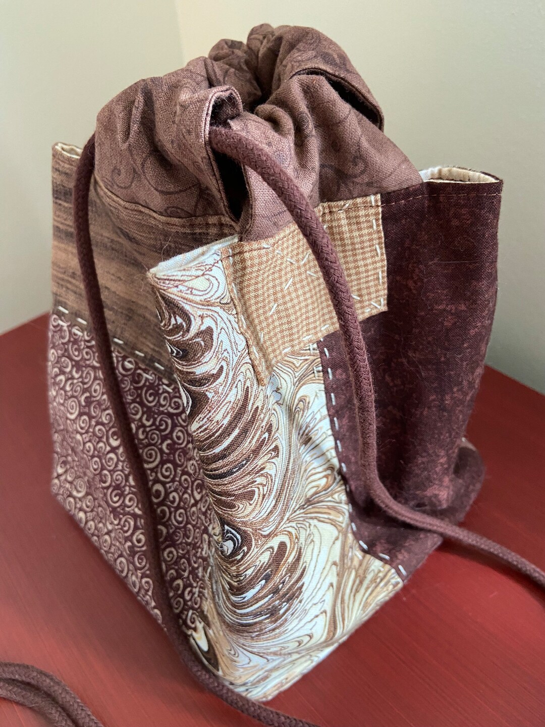 Hand Stitched Bucket Bag With Sashiko Style Stitching - Etsy
