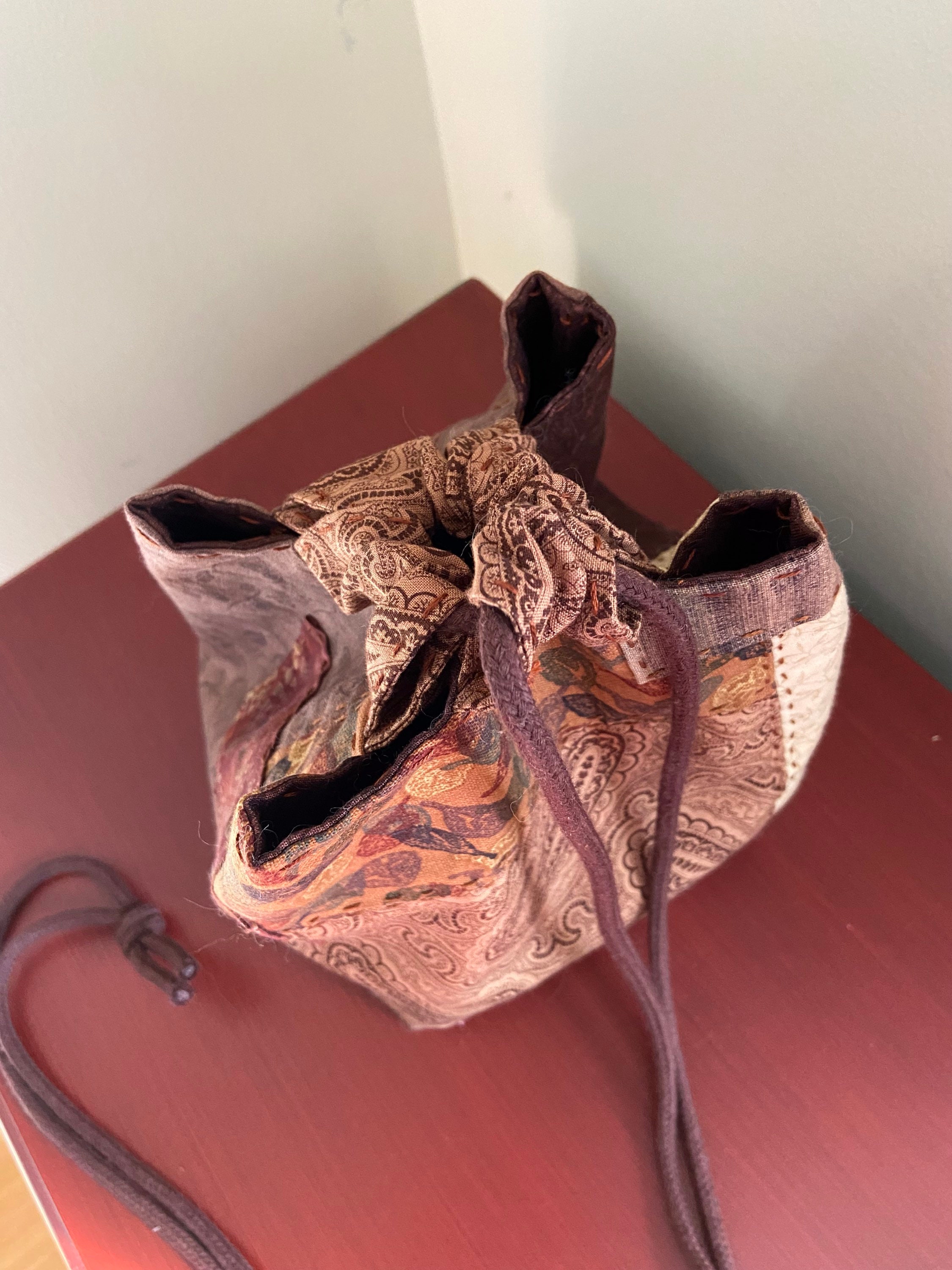 Hand Stitched Bucket Bag With Sashiko Style Stitching - Etsy