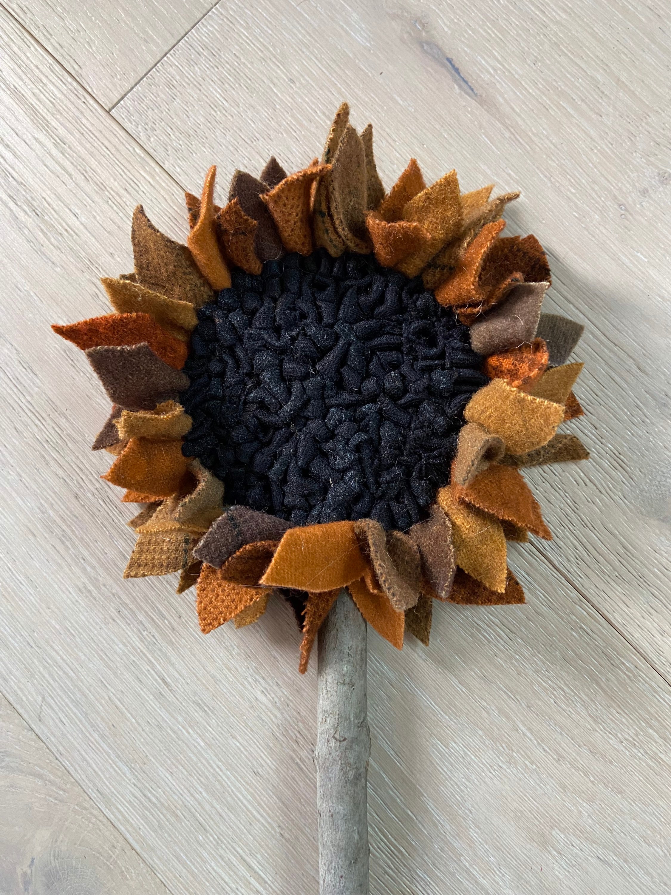 Hand Crafted Wool Sunflower Decor | Hooked Wool Flower With Natural ...