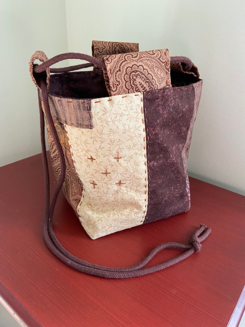 Hand Stitched Bucket Bag With Sashiko Style Stitching - Etsy