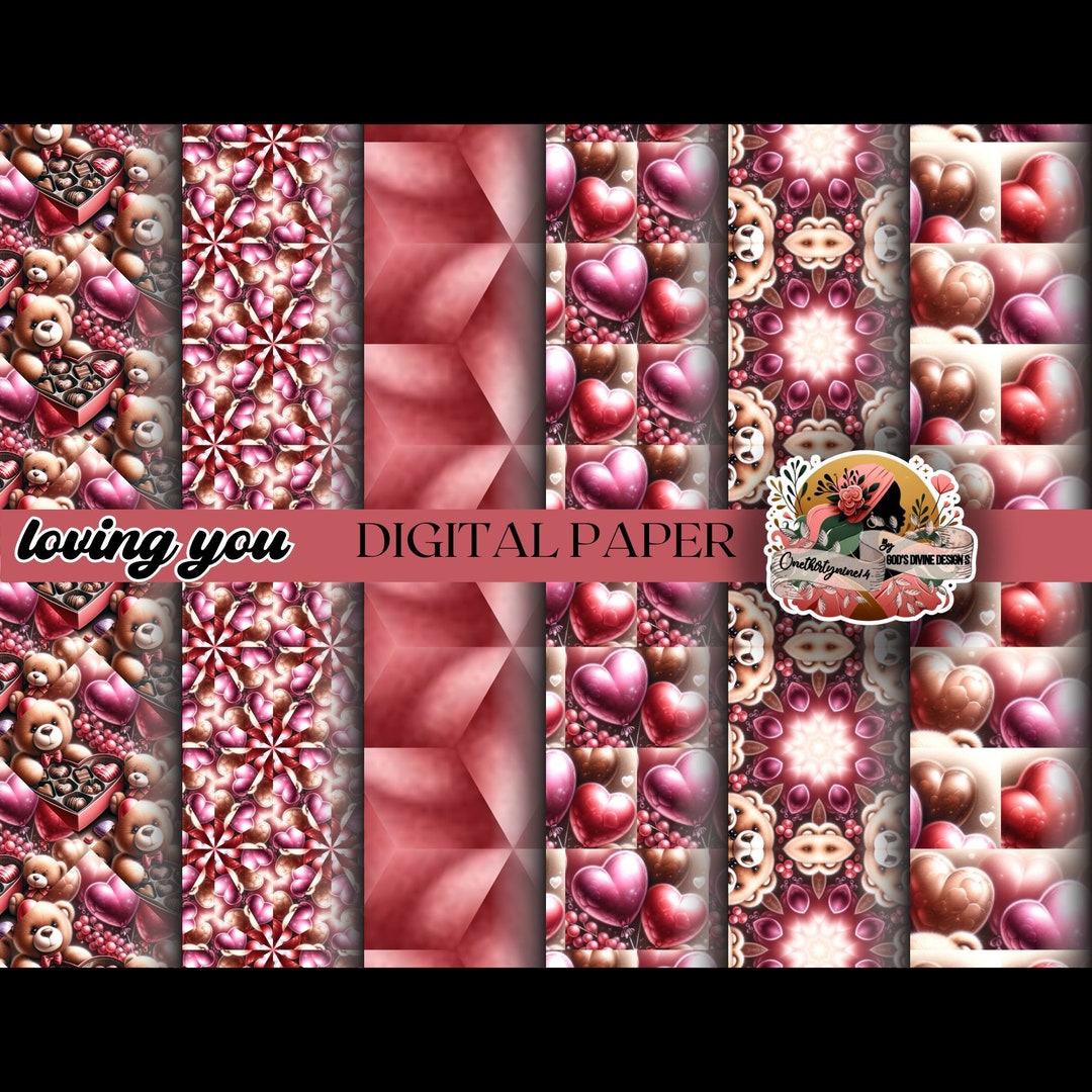 6 Pack Digital Paper Love - Etsy