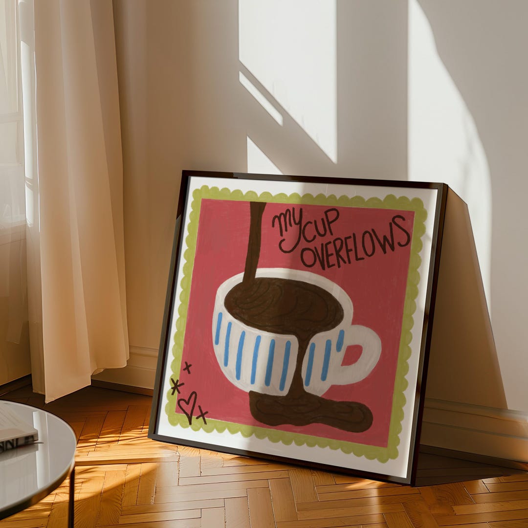 My Cup Overflows Coffee Art Print: Christian Scripture Decor (digital ...