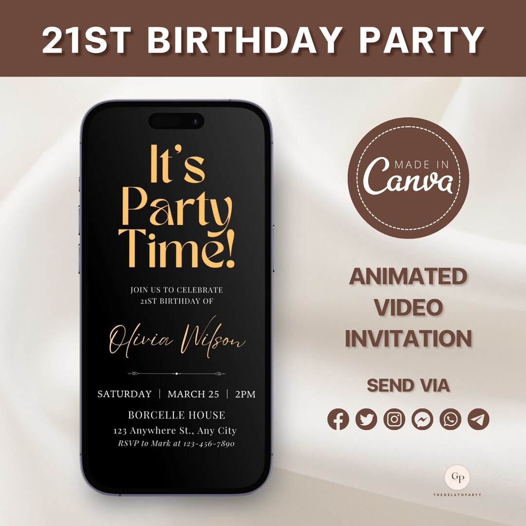 It's Party Time Birthday Invitation Electronic Invitation Digital ...