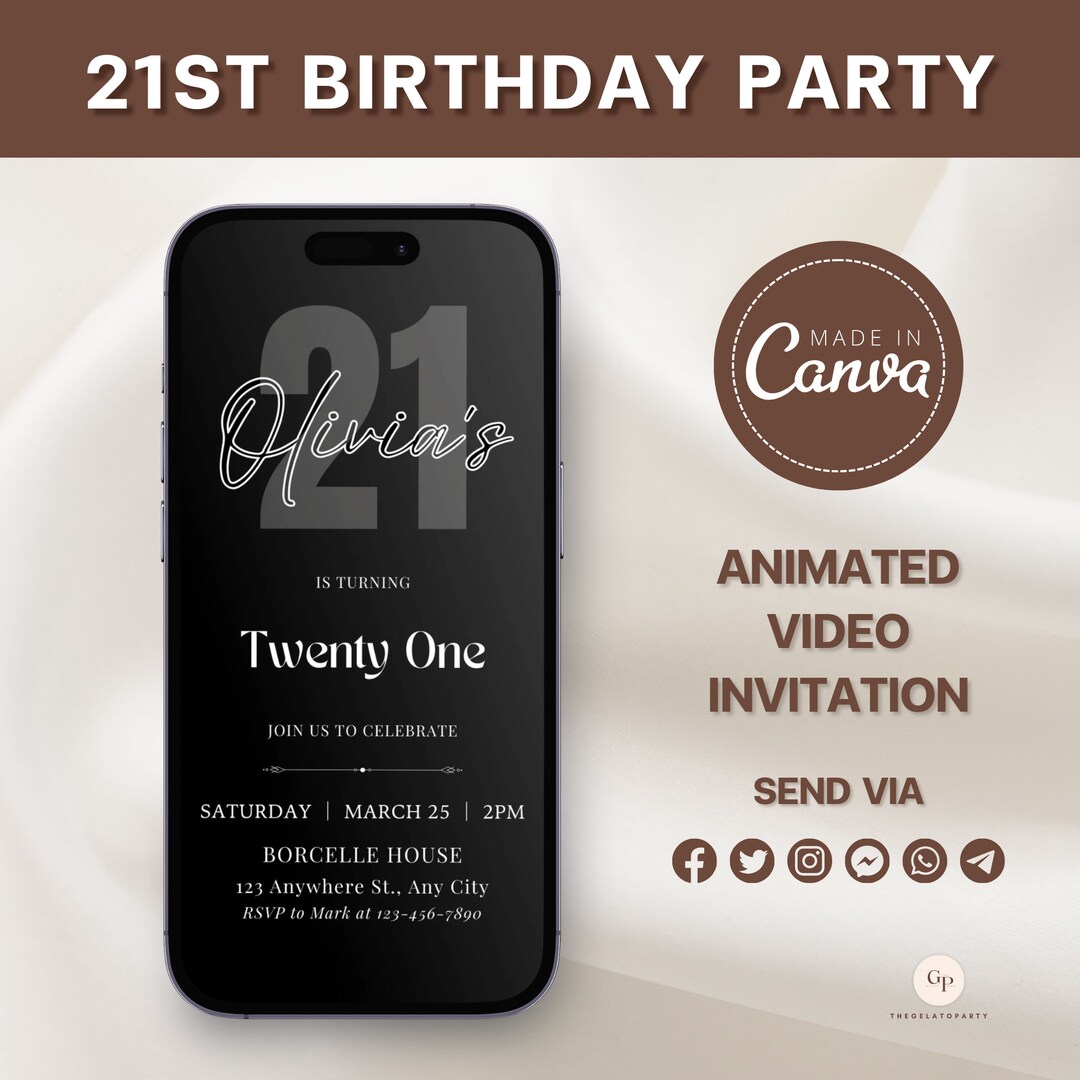 EDITABLE 21st Birthday Party Invitation Birthday Invitation Digital ...
