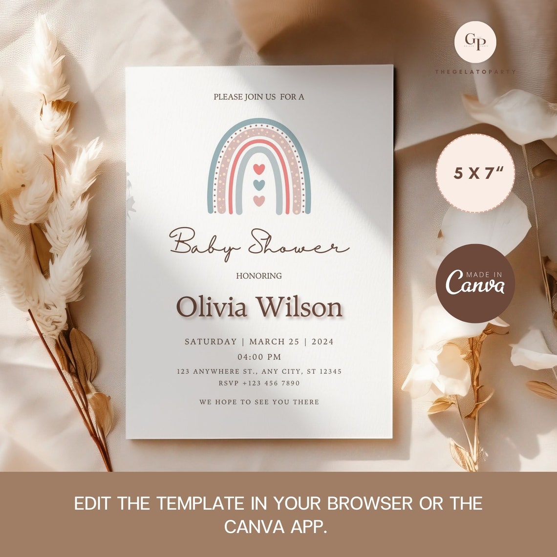 Editable Baby Shower Invitation Rainbow Baby Shower Invite Baby Shower ...