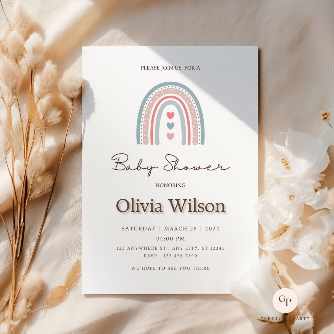 Editable Baby Shower Invitation Rainbow Baby Shower Invite Baby Shower ...
