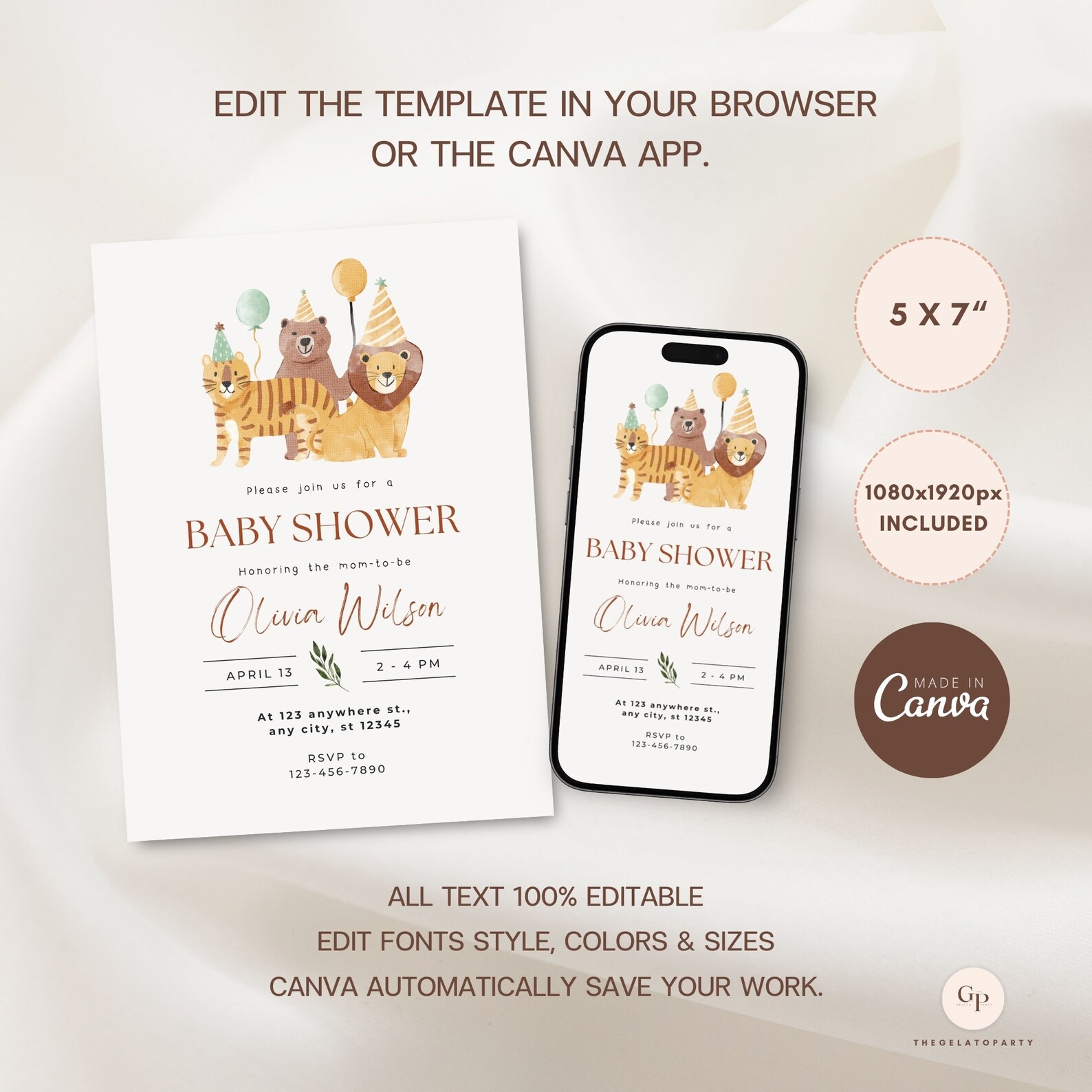 EDITABLE Jungle Baby Shower Invitation Baby Shower Invites Digital ...